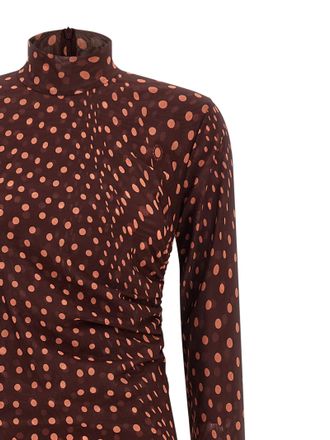 Stella McCartney Polka-Dot Mesh Dress - Bordeaux