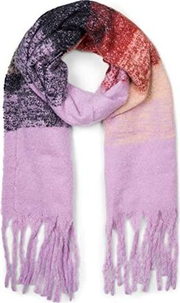 styleBREAKER &Eacute;charpe en tricot tiss&eacute; pour femmes avec motif de rayures chin&eacute; et longues franges &eacute;paisses, hiver chaud, &eacute;tole 01017146, couleur:Lilas-Bordeaux-Noir