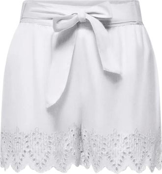 Only Only, Femme, Shorts, Blanc, Taille: 38 FR Tulum Embroidered Loose Belt Short