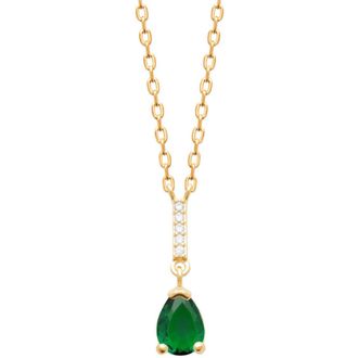 Brillaxis Collier plaqu&eacute; or oxyde vert forme poire