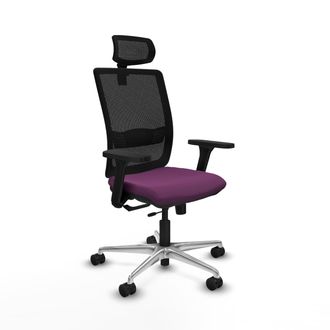 Piqueras y Crespo Ergonomischer Computerstuhl mit 3D-Armen, h&ouml;henverstellbare Lendenwirbelst&uuml;tze und h&ouml;henverstellbares Kopfteil, Schwarz / Violett