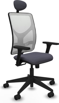 Piqueras y Crespo Stuhl mit verstellbaren Armlehnen, h&ouml;henverstellbare Lendenwirbelst&uuml;tze und festes Kopfteil, ausgestattet mit 3 Positionen und Schneideschaum. Wei&szlig;/Du