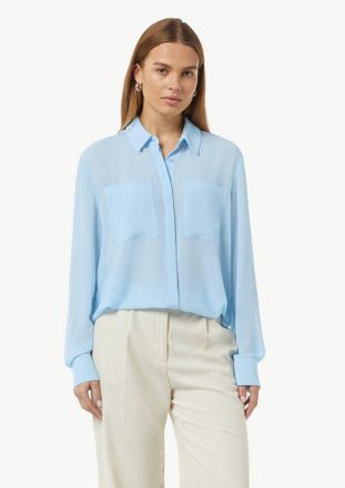 Comma Langarmbluse Bluse Transparente Bluse mit verdeckter Knopfleiste