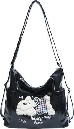 Generic Sac &agrave; provisions en cuir synth&eacute;tique - Grand sac &agrave; bandouli&egrave;re - Sac &agrave; bandouli&egrave;re - Sac &agrave; dos pour femme - Pour les trajets, Noir