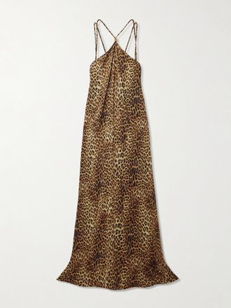 Melissa Odabash Sage Maxikleid Aus Voile Mit Leopardenprint Und Neckholder - Animal-Print