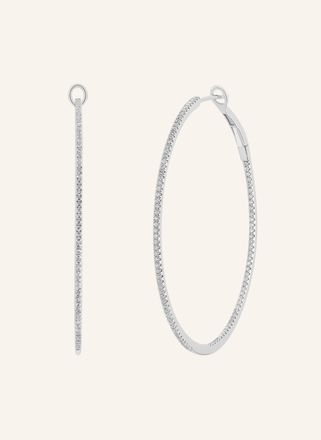 Leaf Creolen Circle L Aus 18 Karat Wei&szlig;gold Mit Diamanten silber