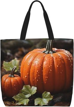 Generic Citrouille DAutomne &Agrave; L&Eacute;rable Et &Agrave; La Citrouille Sac &Agrave; Bandouli&egrave;re D&eacute;contract&eacute; Sacs De Courses R&eacute;utilisable Sac A Main Femme Pour Travail Plage Univer