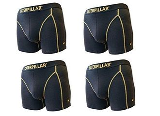 CAT Caterpillar Lot de 4 boxers - Top choix de couleurs au choix en camouflage, design fluo ou noir classique - Disponible en M/L/XL/XXL, Boxer long noir,