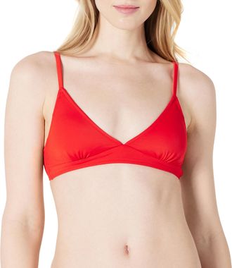 Amazon Essentials Damen Klassisches Bikini-Oberteil, Leichter Halt, Bademode, Kräftiges Mohnrot, 36