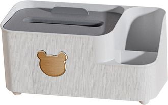 Pretyzoom Tissue Box mit Mehreren Fächern Aufbewahrungsbox für Servietten und Kleinigkeiten Praktischer Organizer für Schreibtisch Wohnzimmer und Badezimmer Kom