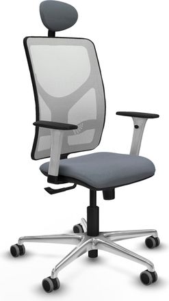 Piqueras y Crespo Schreibtischstuhl in Grau und Wei&szlig;, mit wei&szlig;en und schwarzen Armlehnen, h&ouml;henverstellbare Lendenwirbelst&uuml;tze und festes Kopfteil, Wei&szlig;/Grau