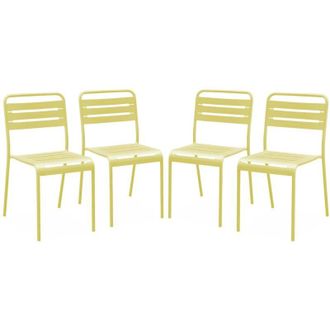 Sweeek Lot de 4 chaises de jardin acier. 4 places. jaune. Amelia. L44 x P52 x H79cm