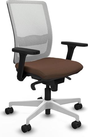 Piqueras y Crespo Stuhl f&uuml;r die Arbeit zu Hause mit 3D-Armen, h&ouml;henverstellbare Lendenwirbelst&uuml;tze, ausgestattet mit 5 Positionen und injiziertem Schaum. Wei&szlig;/Dunkelbra