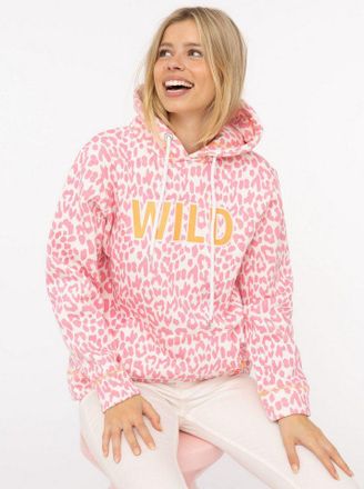Zwillingsherz Hoodie Leo Pastell Leomuster und WILD Applikation, Kapuze, Tasche, Baumwollmischung
