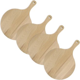 Fackelmann Fackelmann 9925050 4er Set Pizzabrettchen, Holzbrett, Schneidebrett, Rundbrett, 4 runde Schneidebretter, Holz, 30 cm