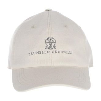 Brunello Cucinelli Homme, Accessoires, Beige, Taille: M Casquette de baseball teinte en pièce avec logo brodé
