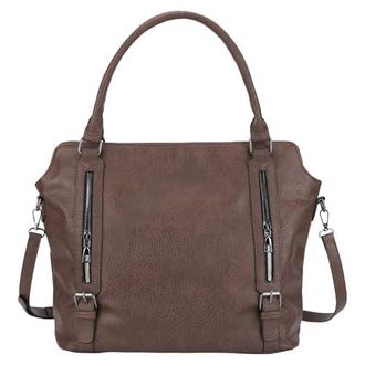 Generic Sac fourre-tout vintage en polyur&eacute;thane pour femme avec plusieurs fermetures &eacute;clair - Grande capacit&eacute; pour voyage, shopping, usage quotidien, caf&eacute;, 40