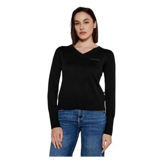 Guess Femme, Pulls, Noir, Taille: 42 FR Pull &agrave; col en V