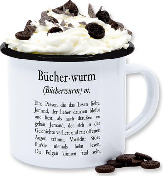 Shirtracer Emaille Tasse Blechtasse - Statement - B&uuml;cherwurm Definition I Buchliebhaber Geschenk B&uuml;cherwurm Geschenk f&uuml;r B&uuml;cherw&uuml;rmer Weihnachtsgeschenke Leserat