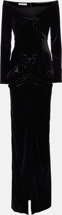 Alessandra Rich Off-Shoulder-Robe aus Samt