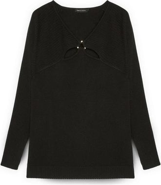 Fiorella Rubino Femme, Pulls, Noir, Taille: 40 FR Top avec détails ajourés