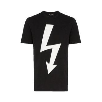 Neil Barrett Schwarzes Bedrucktes T-Shirt Slim Fit - - Tops - Herren - Schwarzk - 2XL