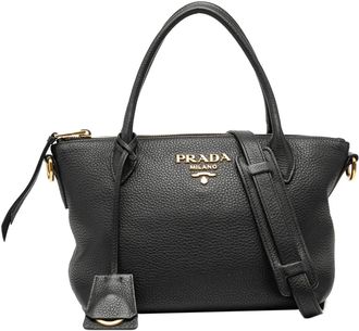 Prada Hobo Bags - Vitello Daino Zip Top Satchel - Gr. unisize - in Schwarz - für Damen