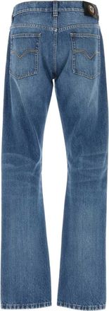Versace Mens Pant Denim Stone-Washed Not Stretch Fabric Lightblue Pantaloni Trousers