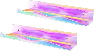 BESPORTBLE 2 Stück Schwebende Acryl Wandregale Wandmontierte Mehrzweck Regale Transparentes Acryl Platzsparend für Wohnzimmer Küche Bad