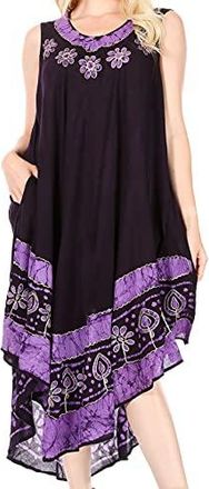 Sakkas A900 Batik Flower Caftan Dress/Cover Up - Violet - Taille Unique