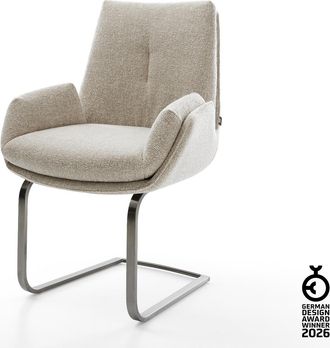 DELIFE Freischwinger Clea-Flex Webstoff Soft Beige Freischwinger flach Graphit, Esszimmerst&uuml;hle