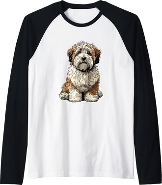 Whyitsme Design Rote und wei&szlig;e Havaneser-Hunde-Illustration Raglan