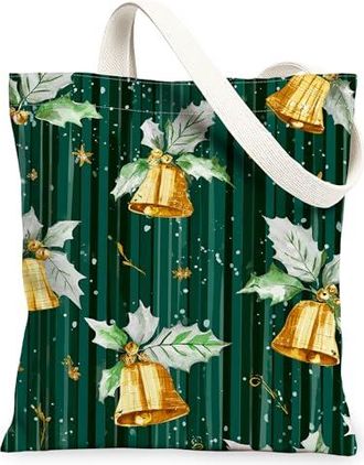 Generic Sacs fourre-tout en toile de vacances, motif feuille de clochette, sacs de courses r&eacute;utilisables, festifs, l&eacute;gers et lavables en toile pour les course