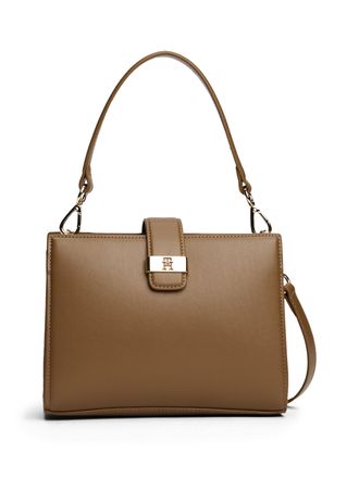Tommy Hilfiger Satchel TOMMY HILFIGER TH HERITAGE MINI SATCHEL, Damen, Gr. B/H/T: 22cm x 16cm x 9cm, khaki, Lederimitat, Taschen, Damen Umh&auml;ngetasche, Tragetasche, S