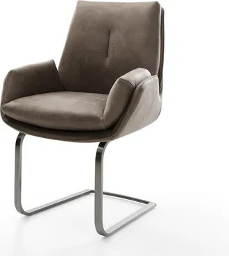 DELIFE Freischwinger Clea-Flex Mikrofaser Taupe Vintage Freischwinger flach Graphit, Esszimmerst&uuml;hle
