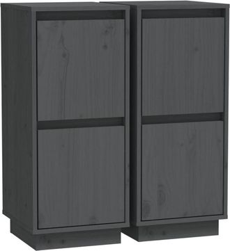 vidaXL Sideboards 2 Stk. Grau 31,5x34x75 cm Massivholz Kiefer - Vidaxl