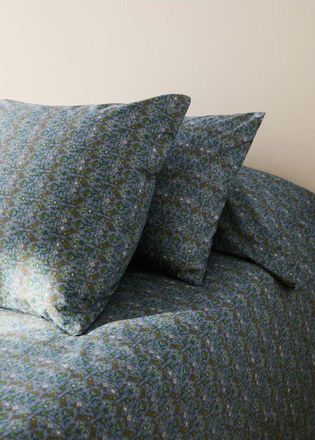 Mango Taie doreiller en percale de coton imprim&eacute; petites fleurs 60x60 cm bleu - Home - 60x60cm - MANGO HOME