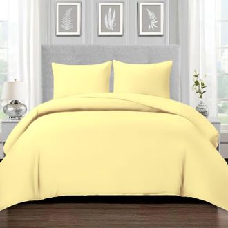 Pizuna 800 Fadenzahl aus Baumwolle Bettw&auml;sche Mildes Gelb, 100% Langstaple Baumwolle Bettbezug und Kissenbezug, 100% Baumwolle Mako Satin 2-Teilig Bettw&auml;sche