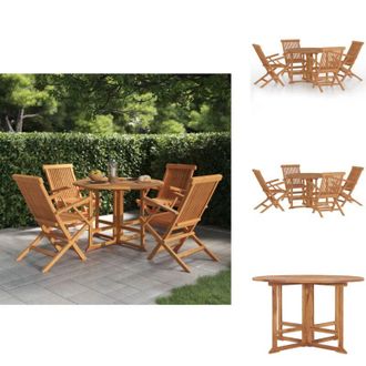 vidaXL 5-tlg. Garten-Essgruppe Klappbar Massivholz Teak - Gartenm&ouml;bel - Essgruppe - Teakholz - Outdoor M&ouml;bel - Gartenset