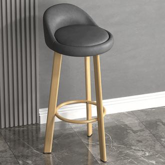 Generic Ergonomischer 61 cm hoher Tresenhocker mit Fu&szlig;st&uuml;tze - Moderner K&uuml;chenstuhl aus PU-Leder, Bequeme R&uuml;ckenlehne, orangefarbener Esszimmerstuhl f&uuml;r Zuhau