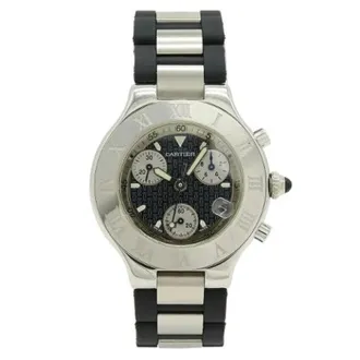 Cartier Pre-owned Must 21 Chronoscaph Edelstahl Uhr - - Pre-owned - Herren - Schwarzk - ONE SIZE
