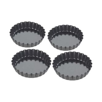 Tala Moules à Tarte Canneles Performance, 10 cm de diamètre, en Acier au Carbone de Qualité Professionnelle avec Revêtement Antiadhésif Eclipse, Fond Amovi