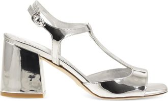 Stuart Weitzman Verspiegelte Flareblock Sandalen 85mm - Silber