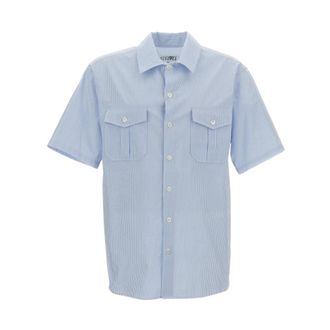 Maison Margiela Gestreiftes Baumwollhemd - - Shirts - Herren - Blau - S