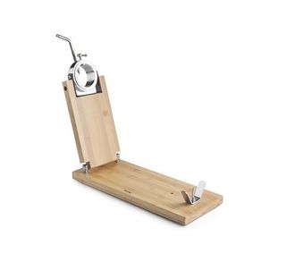 Ibili Support &agrave; jambon pliable + rotatif Gastroteka, bambou + acier inoxydable, 48 x 17,5 cm, Marron