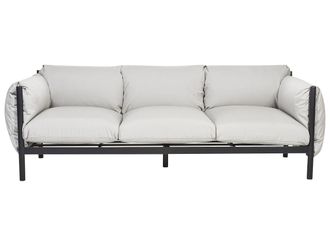 Beliani Gartensofa 3-Sitzer mit niedriger Lehne Aluminium schwarz Polster grau Esperia