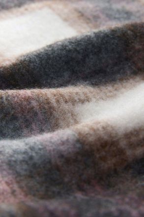 Next Fleecejacke Gerippte, karierte Fleecejacke mit Ballonsaum (1-St)