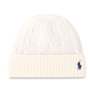 Polo Ralph Lauren Logo Beanie aus Wolle-Kaschmir-Mix - - Accessories - Damen - Wei&szlig; - ONE SIZE