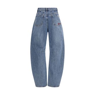 Self Portrait Womens Blue Cotton Relaxed Fit Jeans Clothing