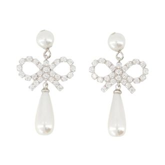 Self Portrait Perlen Schleifen Tropfen Ohrringe - Silber - - Accessories - Damen - Wei&szlig; - ONE SIZE